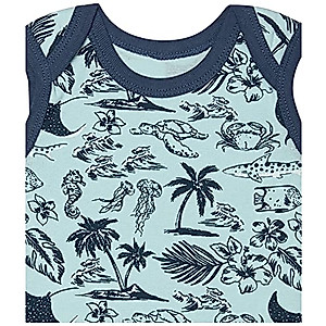 HonestBaby Multipack Short Romper Sets and Dresses 100% Organic Cotton for Infant Baby, Toddler Boys, Girls, Unisex (LEGACY), Tiki Scenic, 0-3 Months