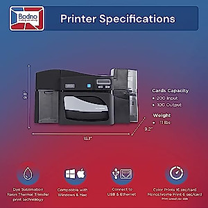 Fargo DTC4500e Dual Sided ID Card Printer & Complete Supplies Package with Bodno ID Software - Silver Edition