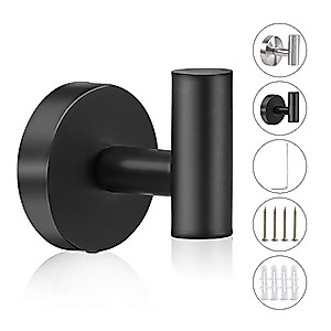 TUTURUA Matte Black Wall Towel Hooks, Heavy Duty Door Hanger Bathroom Hooks Stainless Steel Towel Hooks Bathroom Coat Hook for Bedroom, Bathroom, Kitchen, Living Room, Cabinet, Door (2 Packs)