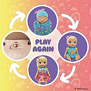 Baby Alive Baby Grows Up (Happy) - Happy Hope or Merry Meadow, Growing and Talking Baby Doll, Toy with 1 Surprise Doll and 8 Accessories , Blue