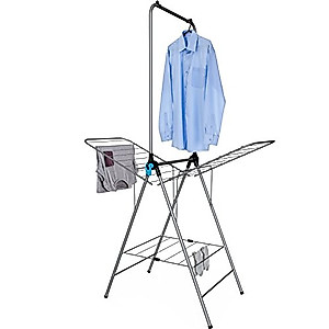 Minky Homecare X Wing Plus - Clothes Drying Rack with 65 Feet of Drying Space – Folding Indoor Laundry Air Dryer (Silver)