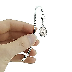 Be Still and Know that I am God Psalm Inspirational Christian Metal Bookmark Page Marker with Oval Charm