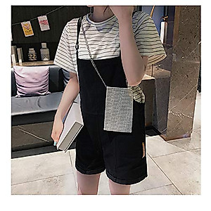 AIBEARTY Women Girls Sparkly Rhinestone Cell Phone Purse Mini Crossbody Bag Evening Clutch Shoulder Bag with Metal Chain