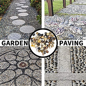 OUPENG Pebbles Polished Gravel, Natural Polished Mixed Color Stones, Small Decorative River Rock Stones 2 Pounds (32-Oz)