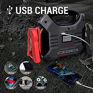 AUTOGEN 12V & 24V Jump Starter 10000Amp Lithium Iron Phosphate (LiFePO4) Battery, Booster Jumper Box with Smart LED Screen Built-in LED Light