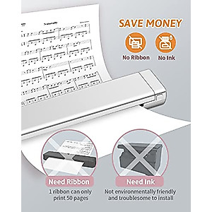 Odaro M08F Letter Portable Printer Wireless for Travel, Bluetooth Thermal Printer Inkless, Small Compact Printer Support 8.5" X 11" Letter Size Thermal Paper, Work with Laptop Phone and Pad - Silver