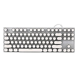 USB Wired Mechanical Keyboard, 87 Keys Full Size Compact Keyboards, Waterproof Gaming Keyboard with 26 RGB Color Backlights for Desktop PC and Laptop, Full Key No Collision (White Electroplating Punk)