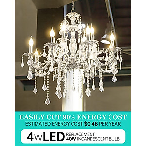 AMDTU E12 LED Bulb, Frosted Chandelier Light Bulbs 2700K Soft Warm White, 40W Type B Candelabra Light Bulbs Small Base, Dimmable, 2 Pack