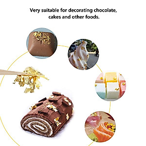 Lwuey Gold Leaf Makeup, Edible Flakes Goldlen Toppers Gilding Paper Bottles Imitation Metallic Decoration Drink Cooking Chocolates Cakes Drinks Baking Dessert Cupcake Steak Food Spa Home 2PCS