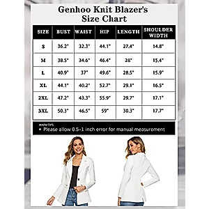 Genhoo Women's Long Stretchy Sleeve Open Front Lightweight Work Office Blazer Jacket Black L