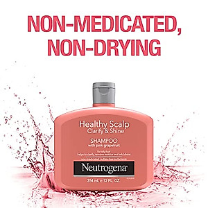 Neutrogena Exfoliating Healthy Scalp Clarify & Shine Shampoo for Oily Hair and Scalp, Anti-Residue Shampoo with Pink Grapefruit, pH-Balanced, Paraben & Phthalate-Free, Color-Safe, 12oz