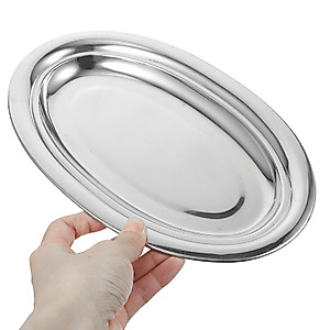 Luxshiny stainless steel fish steamer grill pans metal dinner plates fish steam plate stainless steel towel tray fruit tray camping plates Practical Pastry Plate steak child jewelry