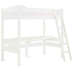 Dorel Living Harlan Wood Loft Bed with Ladder and Guard Rail - Twin (White)
