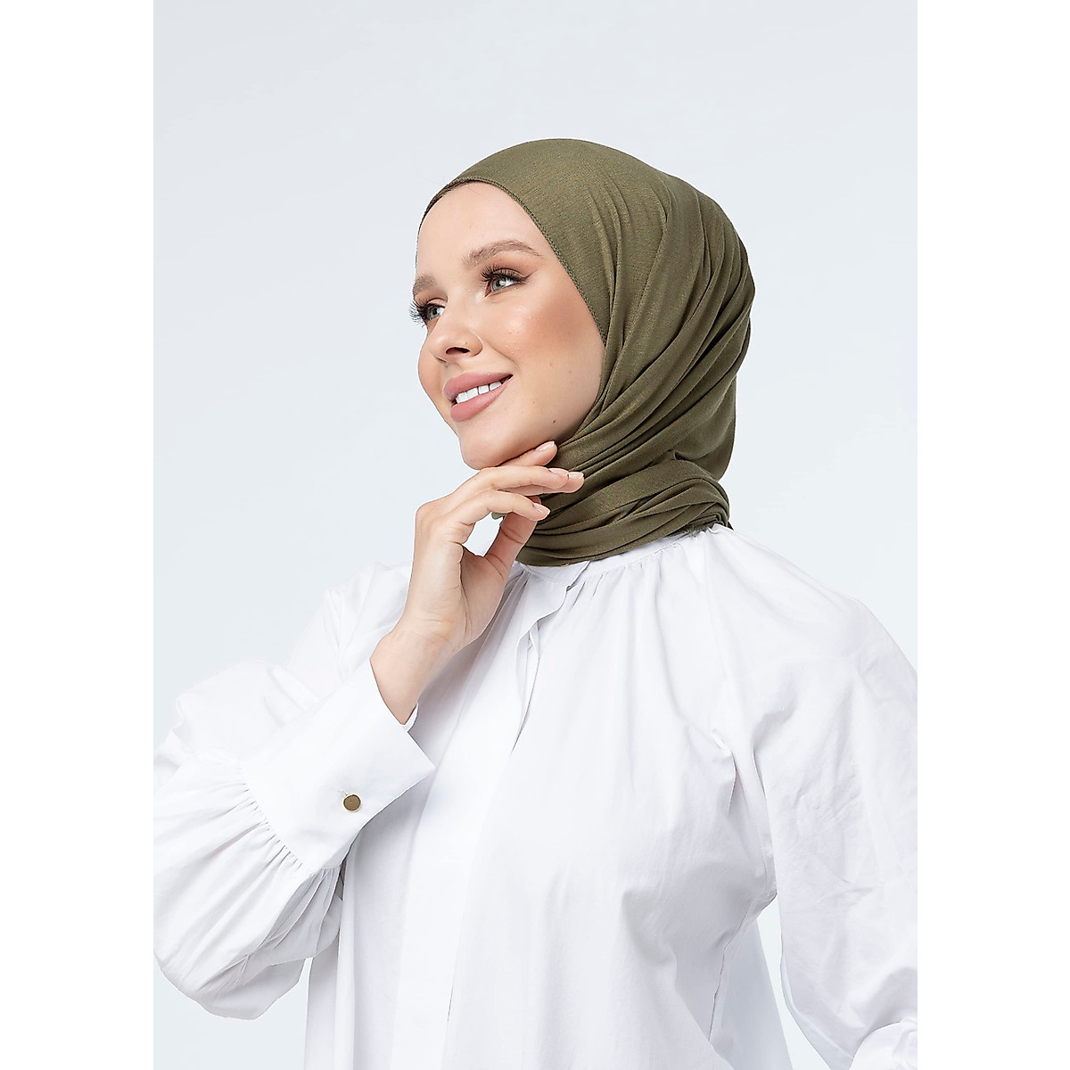 SWANISTANBUL Jersey Hijab Scarf for Women - Quality Head Scarf Wrap for Girls - Fashion Muslim Women Hijab Scarves Headwear for Everyday Use - 55cm x 170cm - Khaki