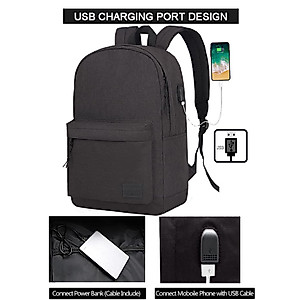 SUPACOOL Lightweight Casual Laptop Backpack with USB Charging Port For for Men and Women, Backpack for College (Grey)
