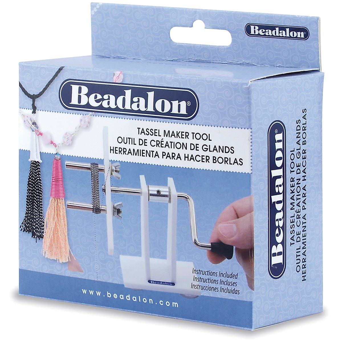 Beadalon 216S-100 7mm O.D. Pegs Tassel Maker, 2.5-9.7cm , White