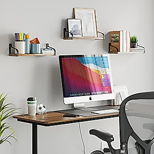 You Have Space Prato Floating Shelves for Living Room Decor, 17"x4.5" Bookshelf Home Office Decor, Kitchen Organization & Bathroom Organizer Wall Shelves, Set of 3, Burnt