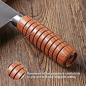SHI BA ZI ZUO Chef Knife Chinese Vegetable Cleaver for Kitchen Superior Class 7-inch Stainless Steel Knife with Ergonomic Design Comfortable Wooden Handle