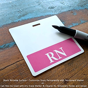 Pink RN Badge Buddy - HORIZONTAL- Heavy Duty Spill Proof & Tear Resistant Cards - Double Sided- Quick Role Identifier ID Buddies for Registered Nurse - Printed in The USA by Specialist ID, Single Item