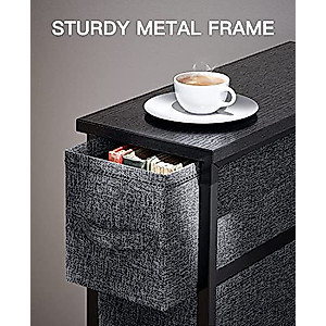 Pipishell Fabric Dresser, Narrow Vertical Dresser Chest Storage Tower with 4 Fabric Drawer, Tall Storage Dresser for Bedroom, Living Room, Small Space Decor, Black