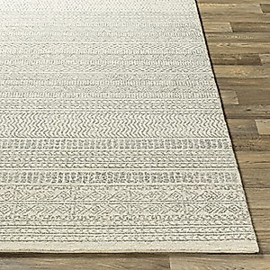 Mark&Day Wool Rugs, 8x10 Melun Global Medium Gray Area Rug, Beige Brown Carpet for Living Room, Bedroom or Kitchen (8' x 10')