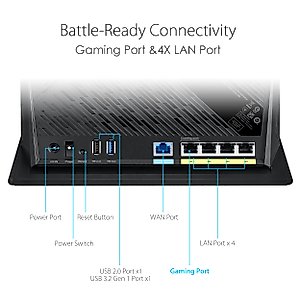 ASUS AX5700 WiFi 6 Gaming Router (RT-AX86S) – Dual Band Gigabit Wireless Internet Router, up to 2500 sq ft, Lifetime Free Internet Security, Mesh WiFi Support, Gaming Port, True 2 Gbps (Renewed)