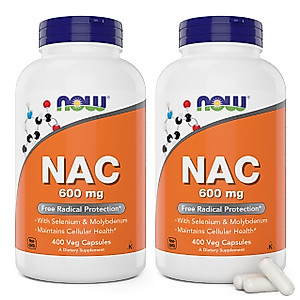 Now NAC 600 mg, 400 Veg Capsules (Pack of 2), N-Acetyl Cysteine with Selenium and Molybdenum