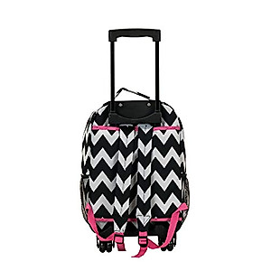 Rockland Double Handle Rolling Backpack, Pink Chevron, 17-Inch