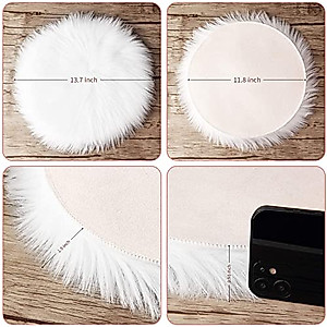 sansheng 12inches Mini Pile Round Faux Sheepskin Fur Area Rug Size Fit for Photographing Background of Jewellery(White)