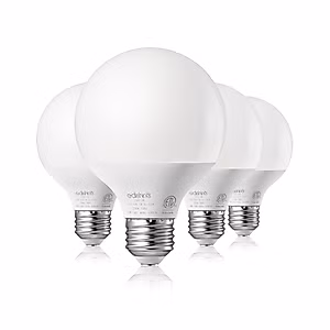 EDISHINE G25 LED Globe Light Bulbs, CRI90+ Makeup Bulbs, 5W Equivalent 25W, LED Vanity Light Bulbs for Bathroom, Makeup Mirror Light Bulbs, 2700K Warm White 450LM, E26 Base 4 Pack Non-dimmable