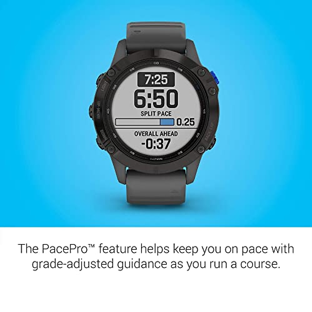 Garmin Fenix 6 Pro Solar (GPS,1.4 inches) Solar-Powered Multisport, Advanced Training Features and Data, Black with Slate Gray Band (Renewed)
