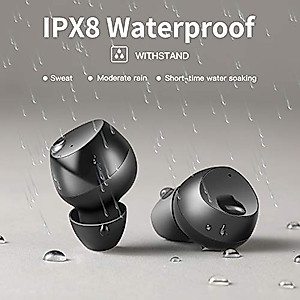 Hestom S10 Bluetooth 5.0 True Wireless Earbuds, IPX8 Waterproof 30H Cyclic Playtime HI-FI Stereo Headphones with Type c Charging Case, in-Ear Earphones Headset with mic for Sport