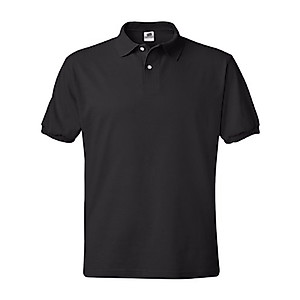 Hanes Men's Cotton-Blend EcoSmart Jersey Polo Black Medium