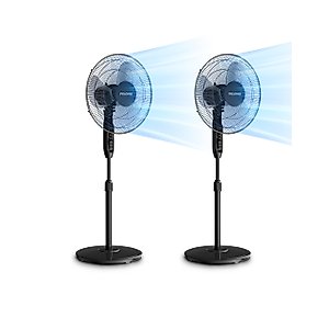 PELONIS 16’’ Oscillating Pedestal Standing Fan with Remote Control 2 Packs, 3 Speeds Settings 7H Timer Ultra Quiet Adjustable Heights for Bedroom, Living Room, Home and Office