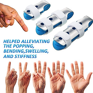 6 Pieces Finger Splints Metal Finger Support Finger Stabilizer for Adults and Children Finger Knuckle Joint Fixation, 3 Sizes (Blue)