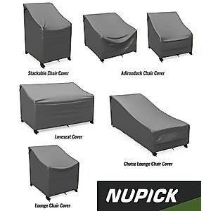 NUPICK Patio Chaise Lounge Cover, 86 Inch Outdoor Furniture Chair Cover, 100% Waterproof, Rip-Stop and Weather Resistant, Grey