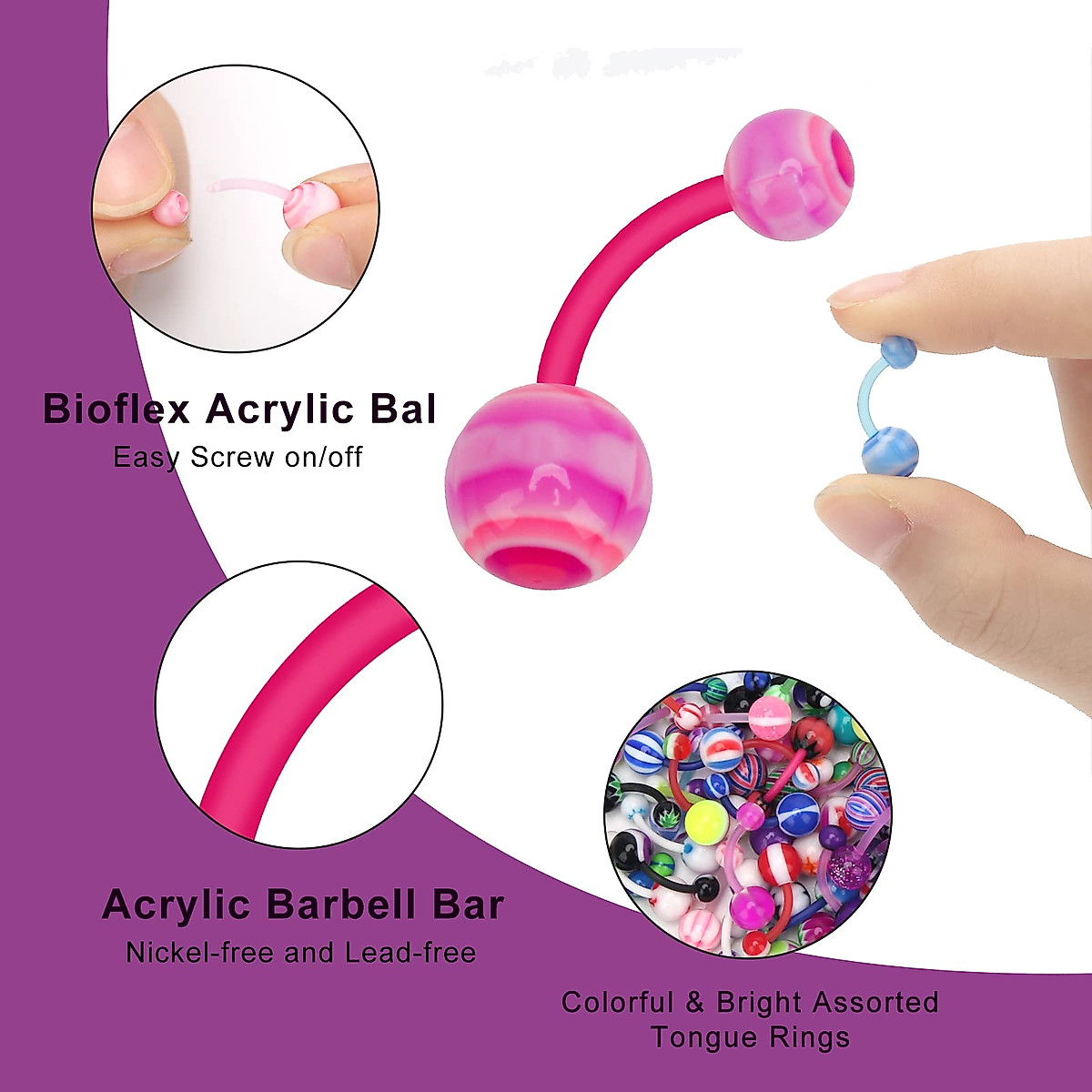 CrazyPiercing Assorted Lot of 100PCS Banana Piercing 14G Belly Button Rings Piercing Jewelry