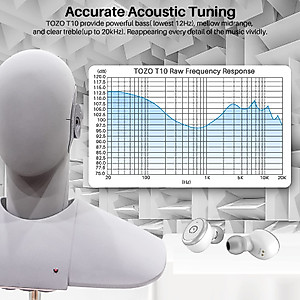 TOZO T10 (Classic Edition) Bluetooth 5.3 Wireless Earbuds with Wireless Charging Case IPX8 Waterproof Stereo Headphones in Ear Built in Mic Headset Premium Sound with Deep Bass for Sport White