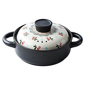 MYYINGBIN Ceramics Casserole with Lid Handles, Tagine Cooking Pot High Temperature Pots and Pan, Housewarming Gift, B