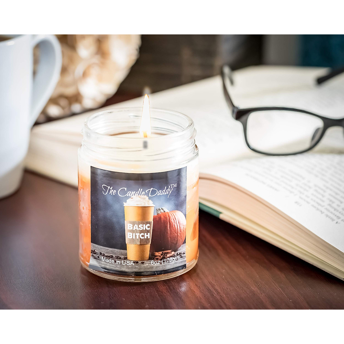 Pumpkin Spice Candle - Halloween Fun and Funny -6 Ounce- 40 Hour Burn - Basic Bitch - Poured in Small Batches in USA