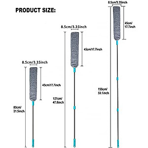 Under Appliance Microfiber Duster Dust Cleaning Brush with Extendable Pole (31.5''-47.6'') Retractable Gap Dust Cleaner Bendable Removable Washable Gap Duster for Sofa Bed Furniture Bottom