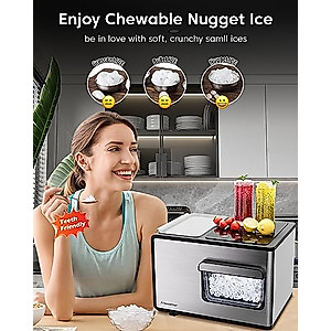 Freezimer Dreamice X3 | Nugget Ice Maker Machine Countertop Sonic Ice Kid Friendly | Pebble Ice Maker Chewable Soft Ice | Self Cleaning | 40lbs/24h