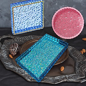 3PCS Diamond Resin Tray Mold with Edges, Silicone Tray Mold for Resin Casting, Square Rectangle Round Epoxy Mold DIY Jewelry Plate Box Candle Holder Container Resin Art Craft Making Supplies