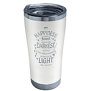 Tervis Harry Potter Happiness Quote Engraved Triple Walled Insulated Tumbler Travel Cup Keeps Drinks Cold & Hot, 20oz Legacy, Glacier White