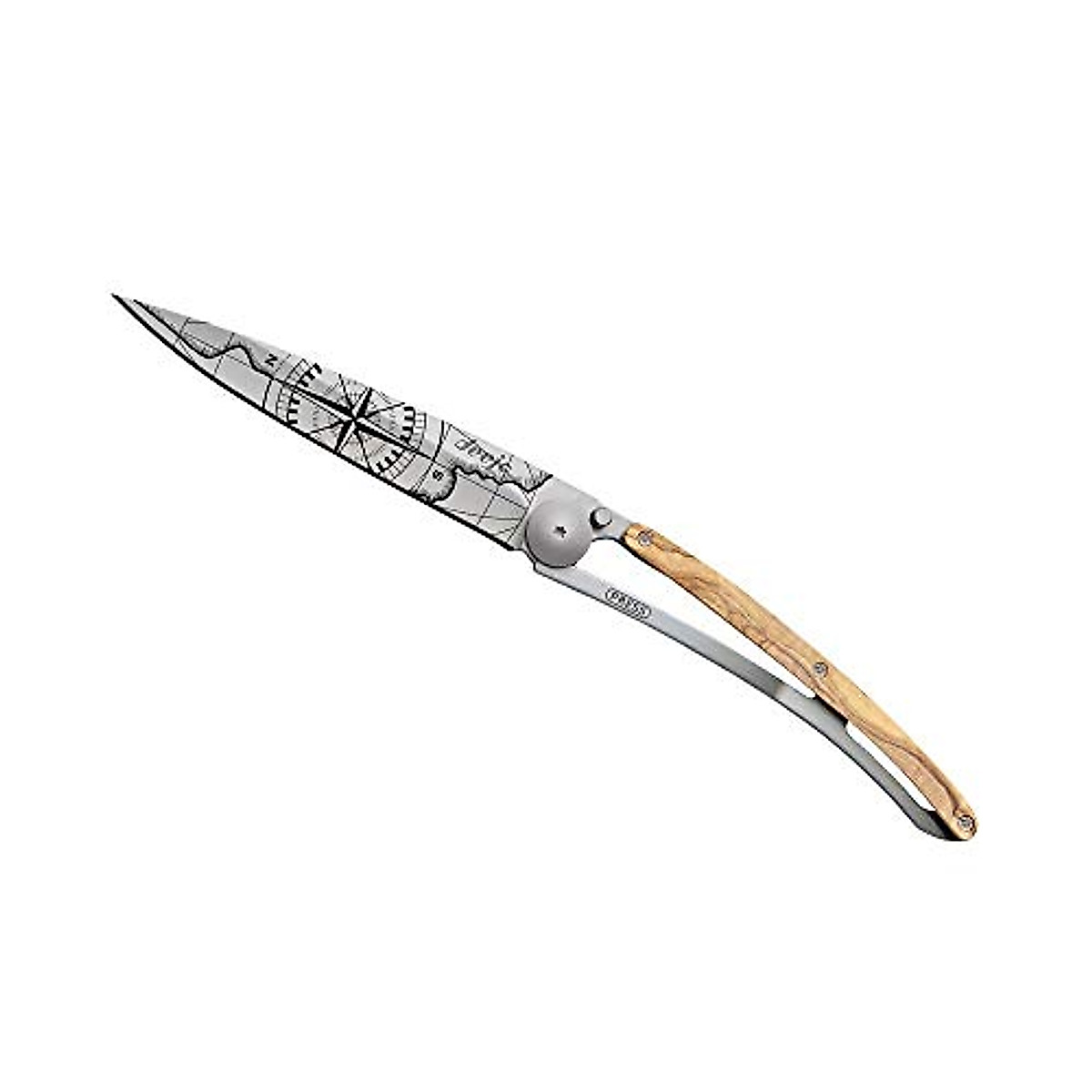 deejo Ultra-Light Folding Pocket Knife with Belt Clip - Olivier 1.3 OZ Version - Thin and Sharp Blade - Terra Incognita Pattern - Stainless Steel - Elegant and Modern Design…