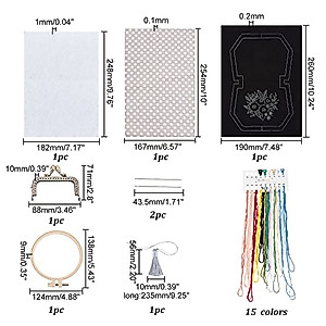 WADORN DIY Coin Purse Embroidery Kit, Kiss Clasp Clutch Embroidery Making Kit Flower Pattern Handmade Cross Stitch Bag Making All Material Vintage Small Wallet Sewing Needlepoint Kit, 3.2x3.3 Inch