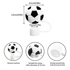 Lbwstellar Straw Cover Cap for Stanley Cup, 3Pcs Soccer Straw Toppers Accessories Compatible with Stanley Cup 30&40 Oz Tumbler, Silicone Straw Tips Lids for Home and Party Decor