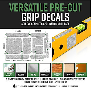 13 Pcs Rubber Grip Tape, Clear Grip Tape, Cell Phone Grip Tape Compatible with iPhone Rubberized Tape Clear Phone Grip Stickers by Dragon Grips, 1 Pk