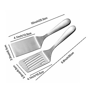 IMEEA Metal Spatulas Set SUS304 Stainless Steel Griddle Spatula Slotted Hamburger Turner Flat Top Grill Spatula for Cooking 10-Inch