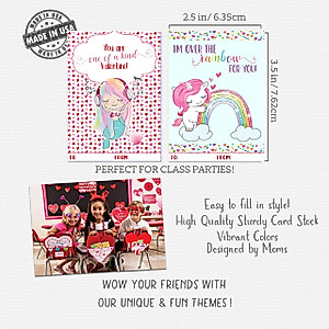 Silly Goose Gifts Magical Unicorn Mermaid Narwhal Themed Valentine Day Classroom Sharing Card Set (24 Included) Exchange Valentine's Kids Rainbow